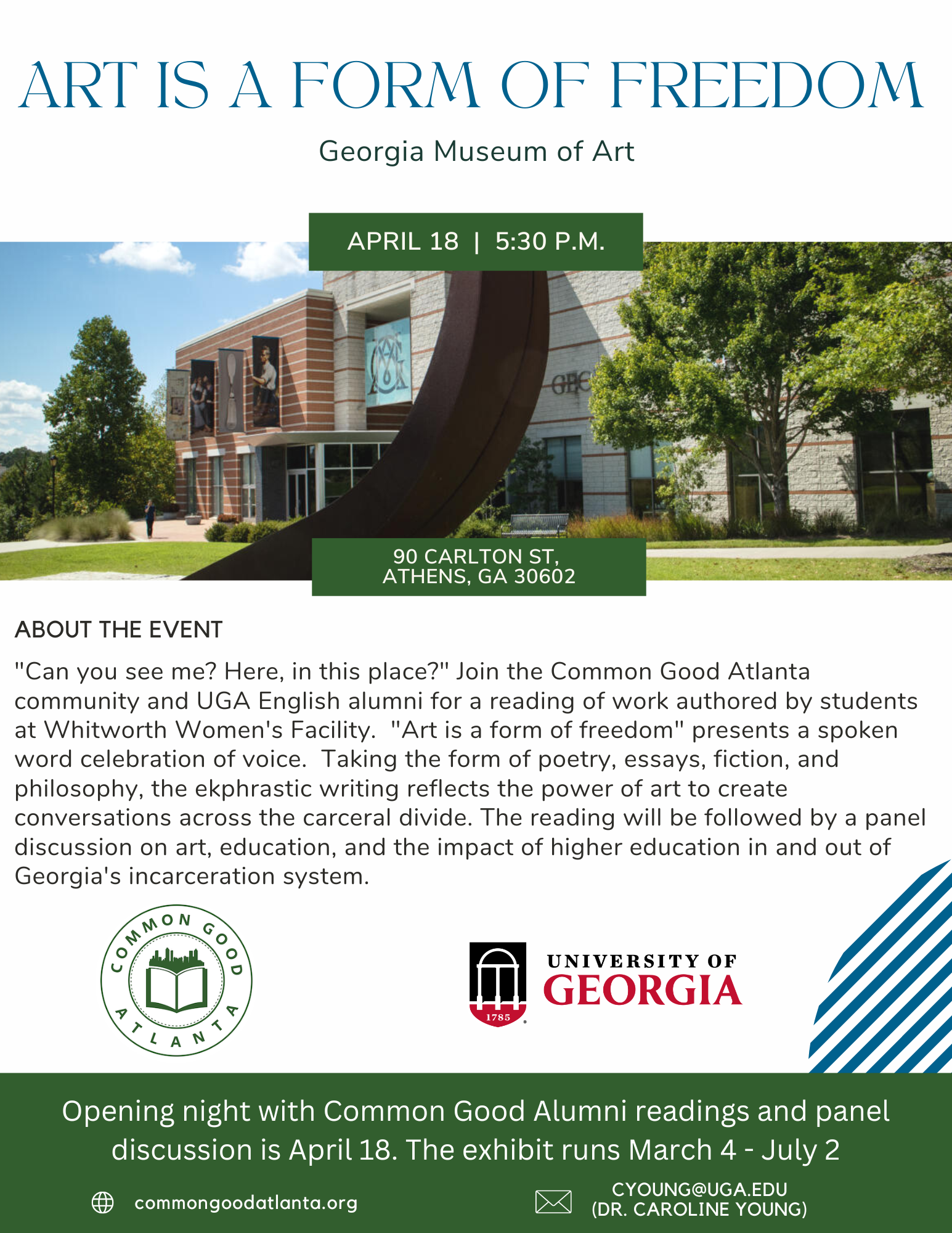 ART IS A FORM OF FREEDOM - April 18th at the Georgia Museum of Art